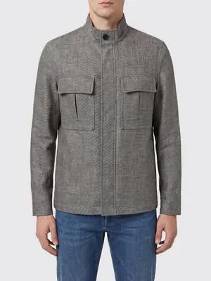 Zegna Lightweight Linen And Cashmere Jacket With High Neck And Concealed Closure - Black