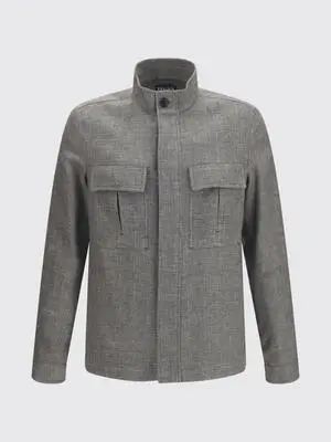 Zegna Lightweight Linen And Cashmere Jacket With High Neck