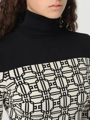 Elisabetta Franchi Long Sleeve Turtleneck Geometric Print Mini Dress
