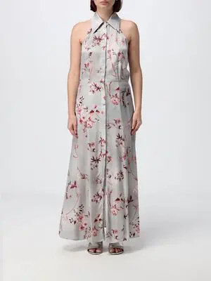 CRIDA MILANO Campanula Floral-print Silk Maxi Chemisier Dress With Halter Neck - Pink
