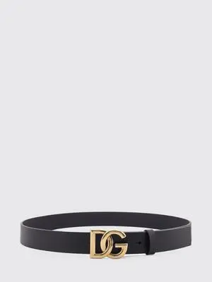 Dolce & Gabbana Smooth Calfskin Leather Belt With Dg Monogram Buckle - Black 1