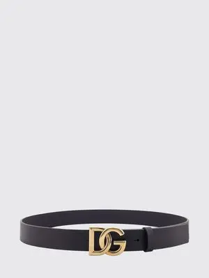 Dolce & Gabbana Smooth Calfskin Leather Belt With Dg Monogram Buckle - Black