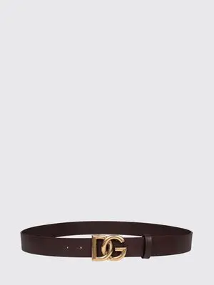 Dolce & Gabbana Smooth Calfskin Leather Belt With DG Monogram Buckle Dark