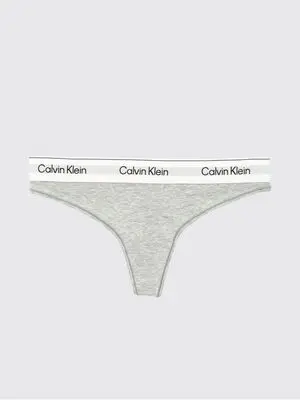Calvin Klein Cotton Blend Logo Thong - Grey