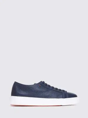 Santoni Low Top Tumbled Calf Leather Lace-up Sneakers - Blue