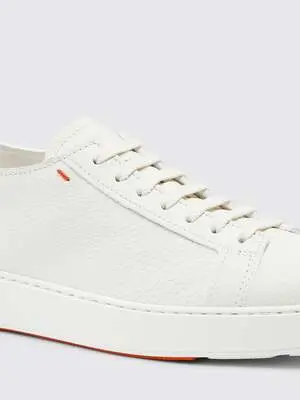 Santoni Low Top Tumbled Calf Leather Lace-up Sneakers - White
