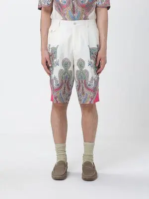 Etro Tailored Linen Shorts With Paisley Print - Red