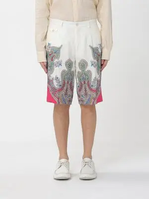 Etro Tailored Linen Shorts With Paisley Print - White