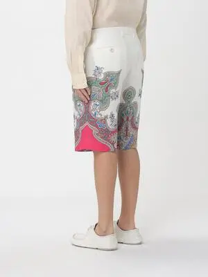 Etro Tailored Linen Shorts With Paisley Print - White