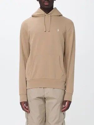 Polo Ralph Lauren Embroidered Logo Cotton Hoodie With Drawstring And Kangaroo Pocket - Coffee