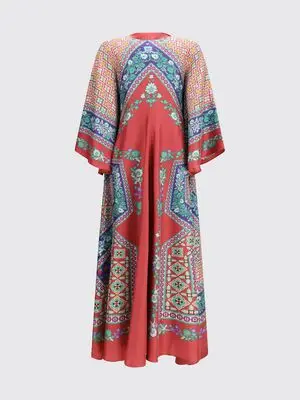 La DoubleJ Pure Silk Midi Kaftan With Ethnic Print