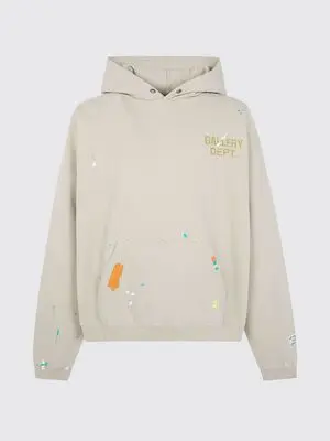 GALLERY DEPT. Relaxed Fit Cotton Logo Print Hooded Sweatshirt - Grey