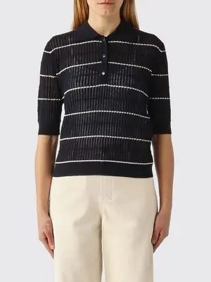 Max Mara Striped Wool And Silk Polo Shirt - Black