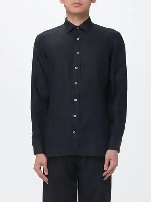 LARDINI Basic Linen Blend Shirt - Black