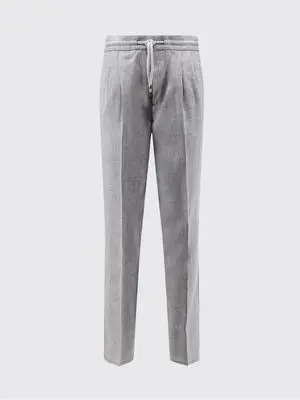 Brunello Cucinelli Drawstring Trousers In Linen And Virgin Wool