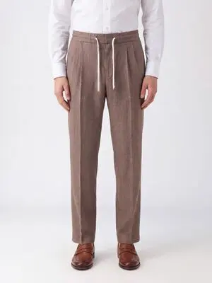 Brunello Cucinelli Brunello Cucinelli Drawstring Trousers In Linen And Virgin Wool Hazel