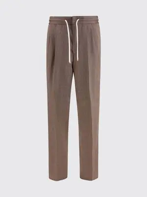 Brunello Cucinelli Drawstring Trousers In Linen And Virgin Wool - Hazel