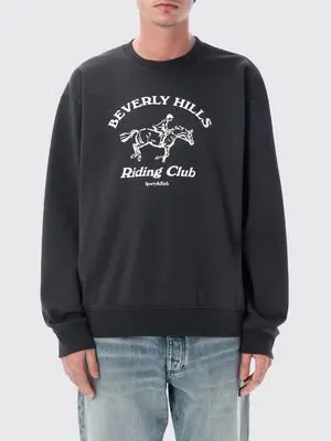 SPORTY & RICH Printed Cotton Crewneck Sweatshirt - Black