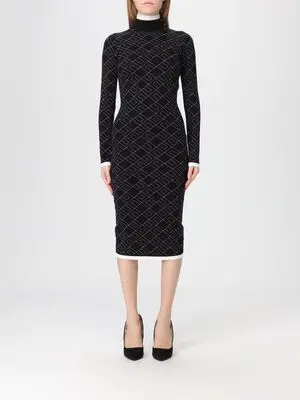 Elisabetta Franchi Geometric Knit Midi Dress - Black