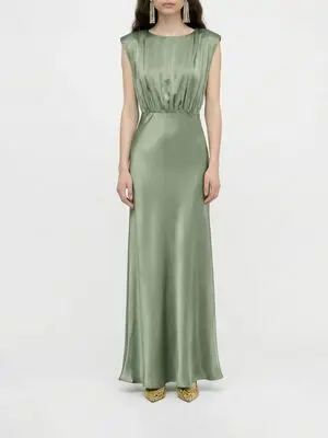 SEMICOUTURE Long Silk Blend Evening Dress - Green