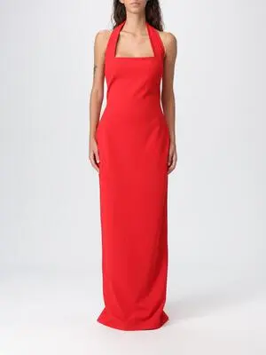 Solace London Long Crêpe Dress - Red
