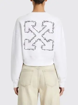 Off-White Cropped Cotton-blend Sweatshirt With Back Arrow Logo