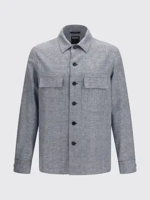Zegna Wool Blend Shirt Jacket With Patch Pockets