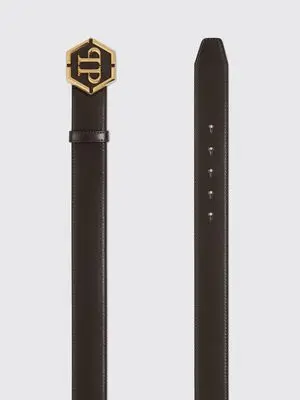 Philipp Plein Leather Belt With Monogram Buckle