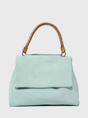 Orciani Sveva Soft Suede Bag With Embroidered Handle - Gnawed Blue