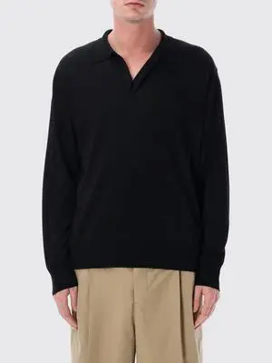 ROBERTO COLLINA Long-sleeved Cotton-blend Knit Polo Shirt - Black