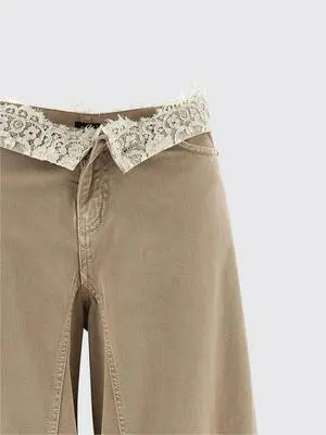 Pinko Cotton Denim Jeans With Lace Inserts