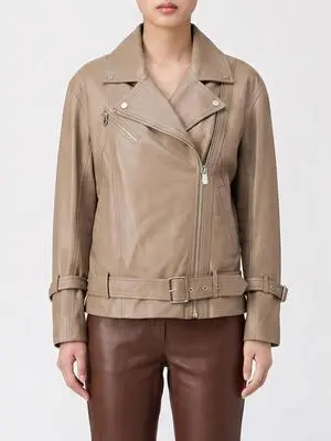 Pinko Leather Biker Jacket - Beige