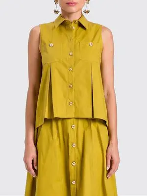 TWINSET Stretch Cotton Sleeveless Shirt - Green
