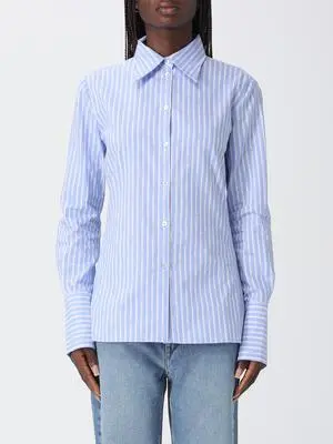 Pinko Striped Cotton Casual Shirt - Gnawed Blue
