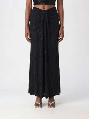 VENUJA Long Draped Sarong-style Skirt With Crystal Embellishments - Black