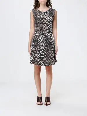 GANNI Sleeveless Mini Dress With Animalier Print