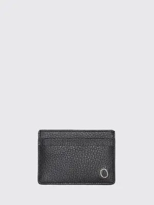 Orciani Micron Hammered Leather Credit Card Holder Black