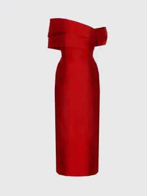 Solace London Satin Midi Dress - Red