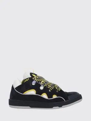 LANVIN Curb Leather And Mesh Sneakers - Black
