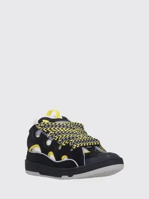 LANVIN Curb Leather And Mesh Low-top Sneakers - Black