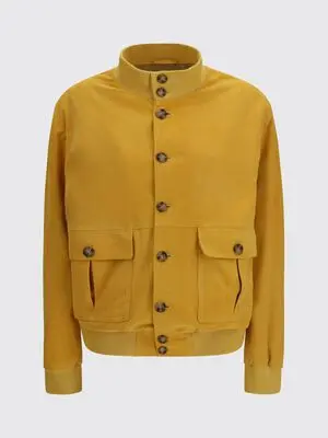 VALSTAR Suede Leather Bomber Jacket With High Collar And Button Closure