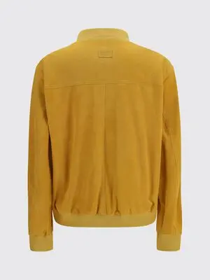 VALSTAR Suede Leather Bomber Jacket With High Collar And Button Closure