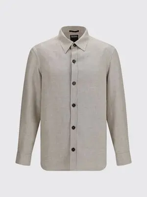 Zegna Shirt Jacket In Cashmere And Linen Blend