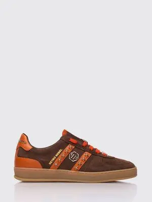 Philipp Plein Retro Rebel Suede Sneakers With Applied Stars - Brown