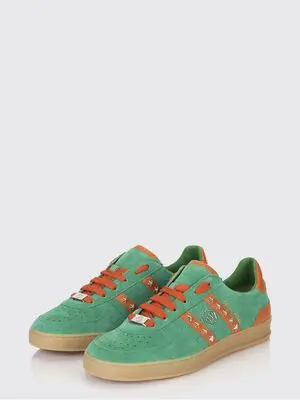 Philipp Plein Retro Rebel Suede Sneakers With Applied Stars - Green
