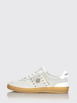 Philipp Plein Retro Rebel Suede Sneakers With Applied Stars - White