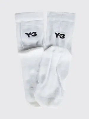 Y3 Stretch Cotton Blend Crew Socks With Striped Pattern And Logo