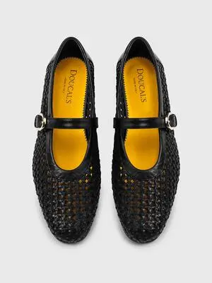 DOUCAL'S Woven Leather Ballet Pumps - Black