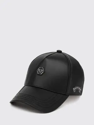 Philipp Plein Leather Baseball Cap With Logo - Black