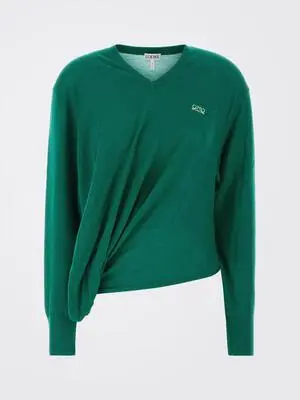 Loewe Draped Wool Blend V-neck Sweater - Green